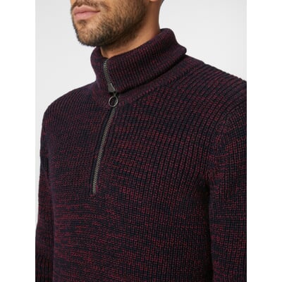 Men's troyer zip collar, Blue-Red | Manufactum