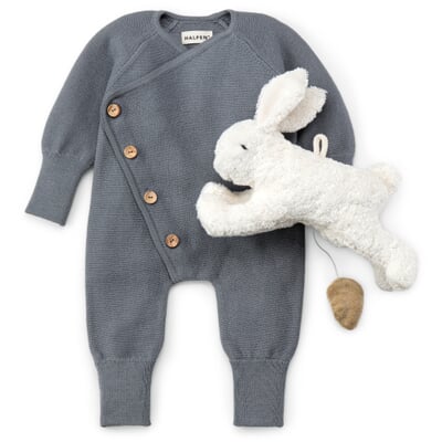 Baby-Strampler Merinowolle, Rauchblau | Manufactum