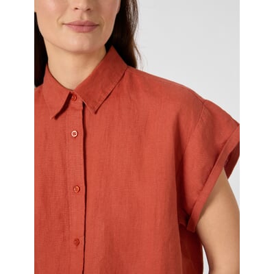 Dames blouse korte mouw, Roest rood | Manufactum