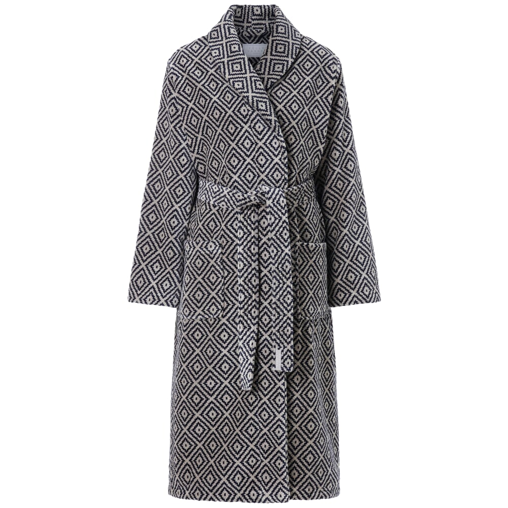 Damen-Haus- und Bademantel Rautenmuster, Sand-Navy | Manufactum