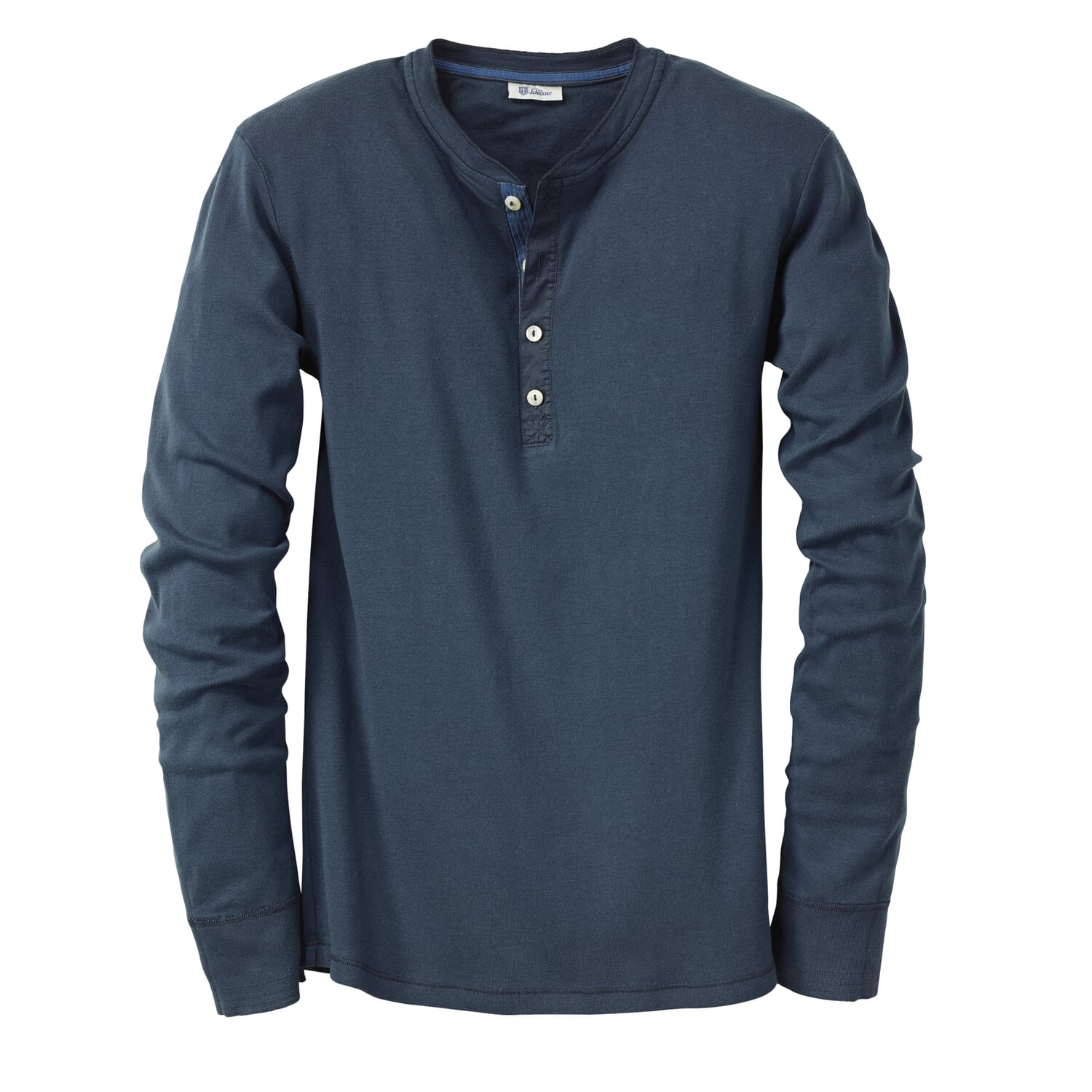 Men’s Long-Sleeved Fine Rib Undershirt by Schiesser, Dark blue | Manufactum