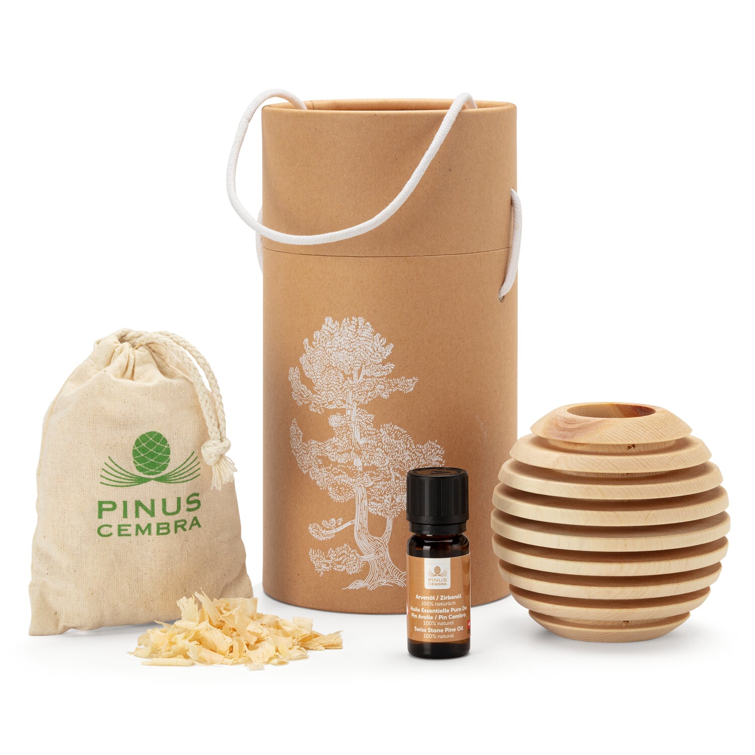 Duftkugel aus Zirbenholz Set, Ø 8,5 × H 11,5 cm, 15 g Zirbenspäne, 10 ...