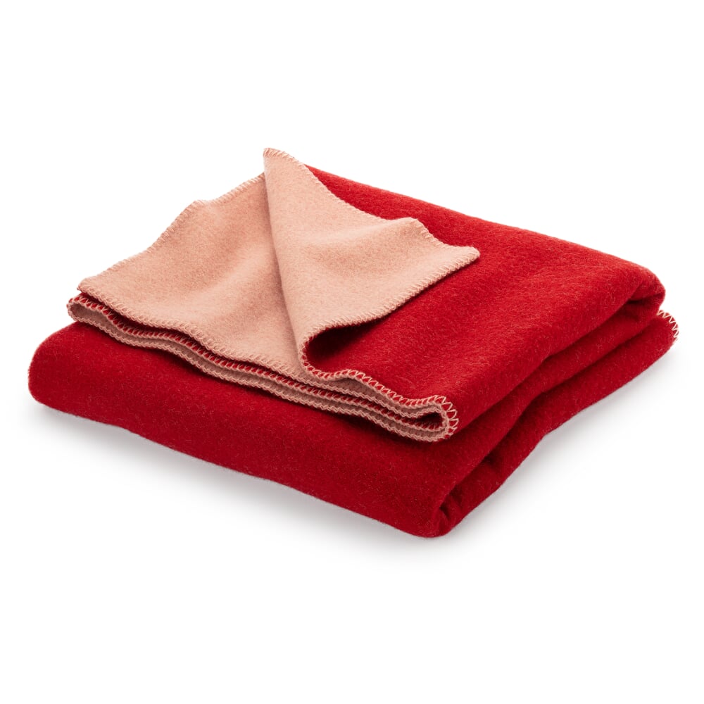 Lammwolldecke Doubleface, Rot-Rosa | Manufactum