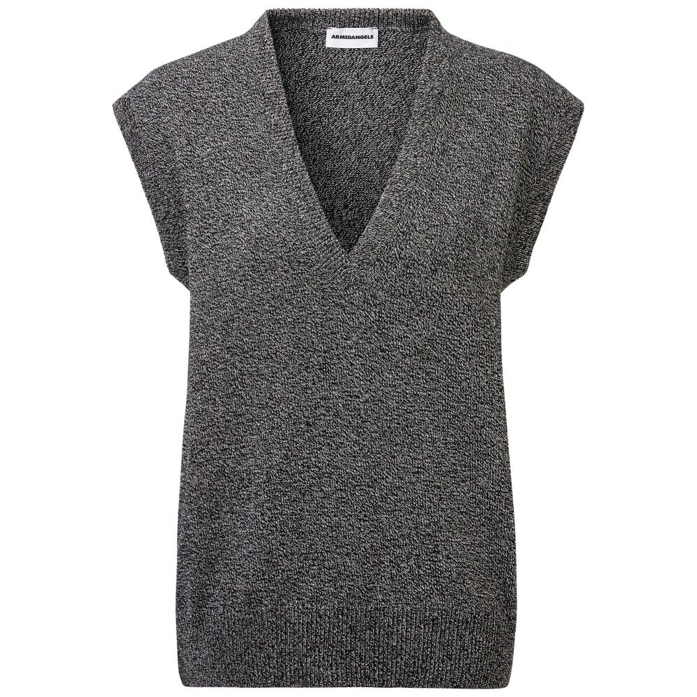 Damen-Strickpullunder meliert, Schwarz-Weiß | Manufactum