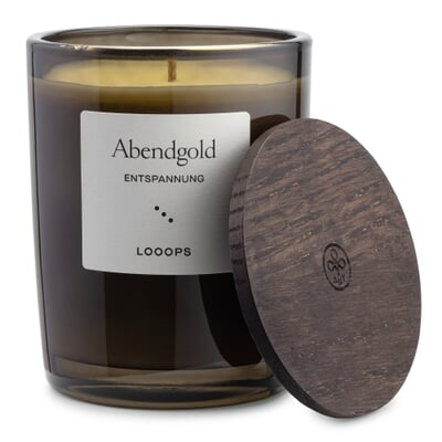Looops Duftkerze mit Holzdeckel, Abendgold | Manufactum