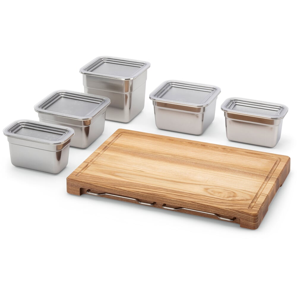 Set Frankfurter Brett Basic with stainless steel container set, Ash ...