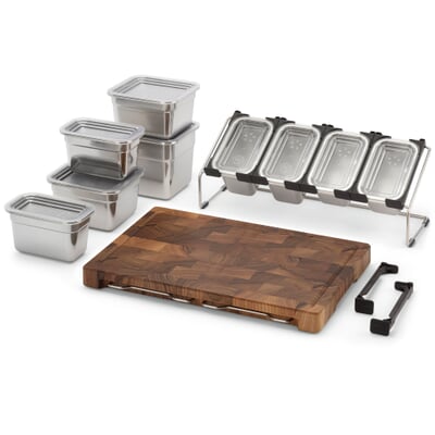 Set Frankfurter Brett Basic with stainless steel container set, Walnut ...