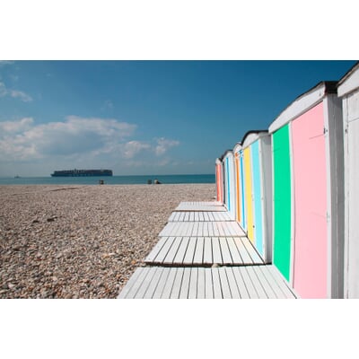 Douchehanddoek Kleuren op het strand, Roze / Groen | Manufactum