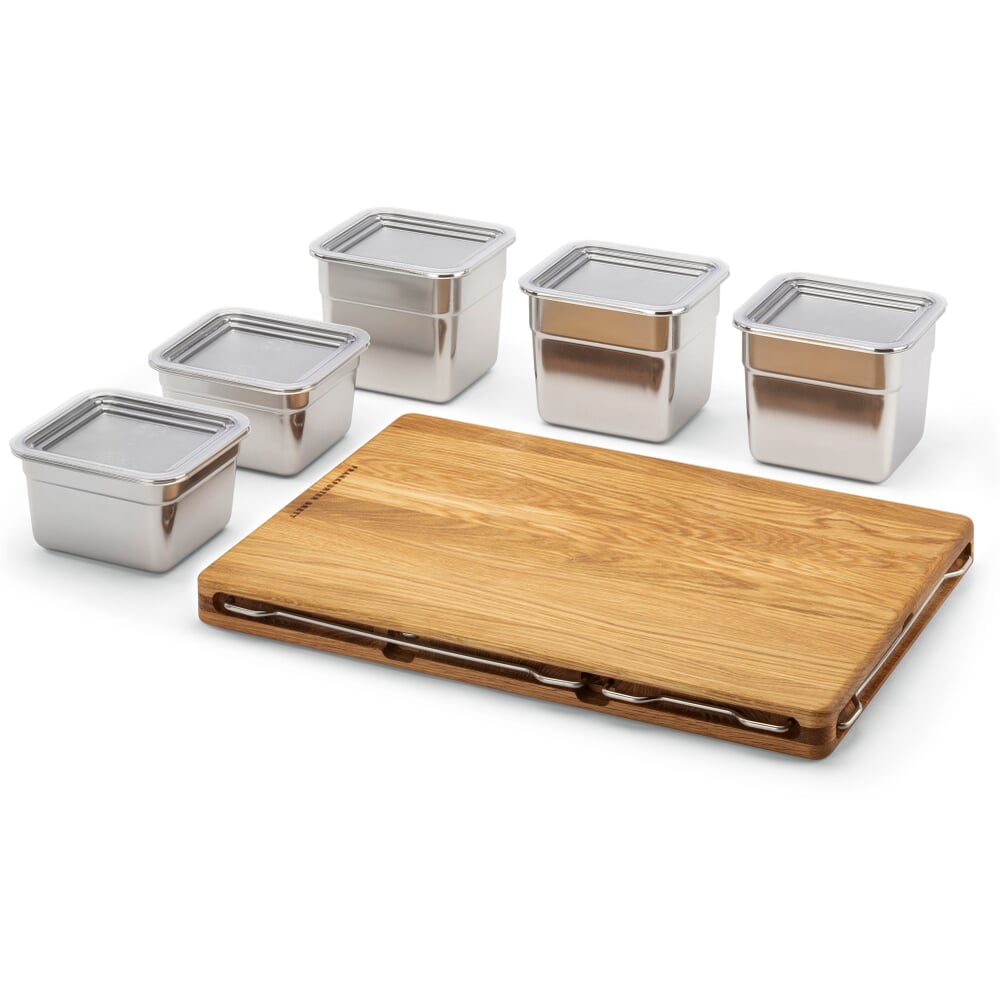Frankfurter Brett Set Mono met roestvrijstalen containers, Eik | Manufactum